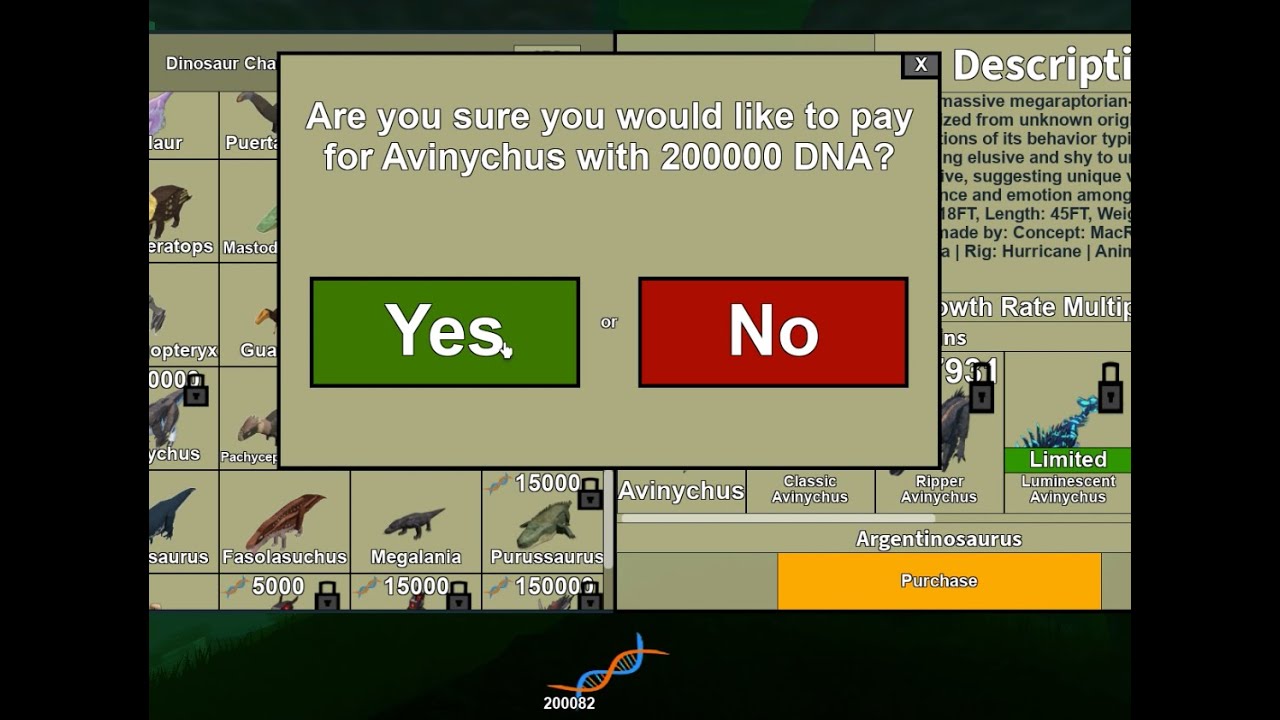 Buying Avinychus (Dinosaur Simulator) - YouTube