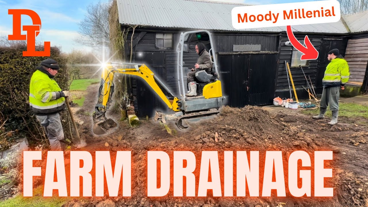 Farm Drainage Works - Patio Complete - Old JCB Loadall - Fencing at the ...