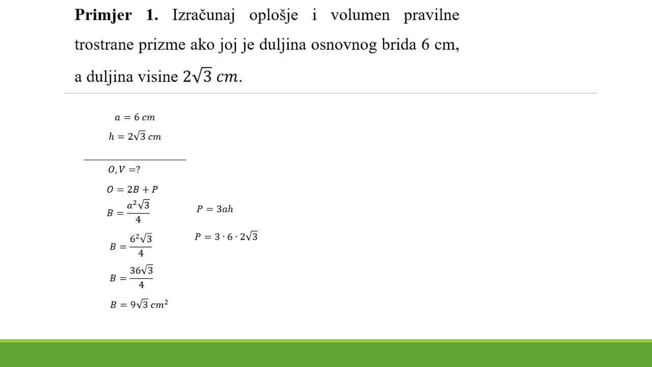 PRIMJER PRAVILNA TROSTRANA PRIZMA - YouTube
