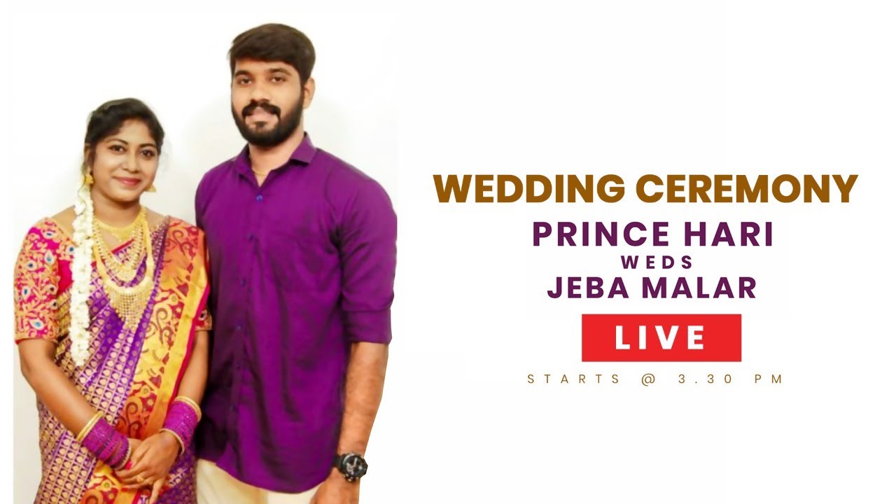 PRINCE HARI WEDS JEBA MALAR || WEDDING CEREMONY LIVE - YouTube