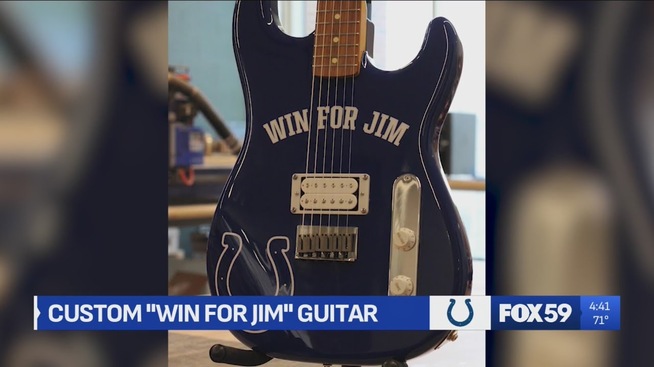 Custom "Win for Jim" guitar made in honor of late Colts owner Jim Irsay ...