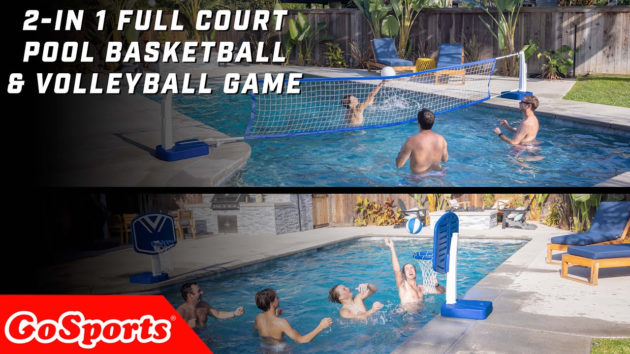 GoSports Splash Hoop 2-in1 Full Court Pool Basketball & Volleyball Game ...