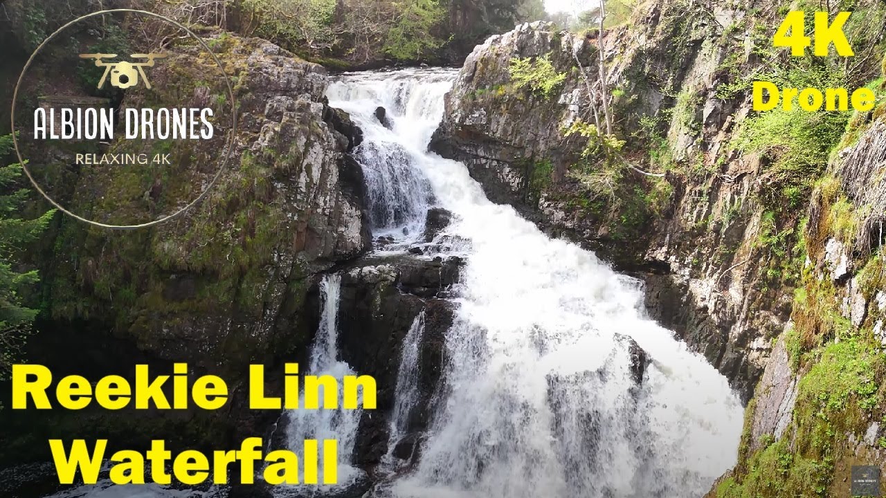 Beautiful Reekie Linn Waterfall, May 2024 - DJI AIR3 4K 60fps - YouTube