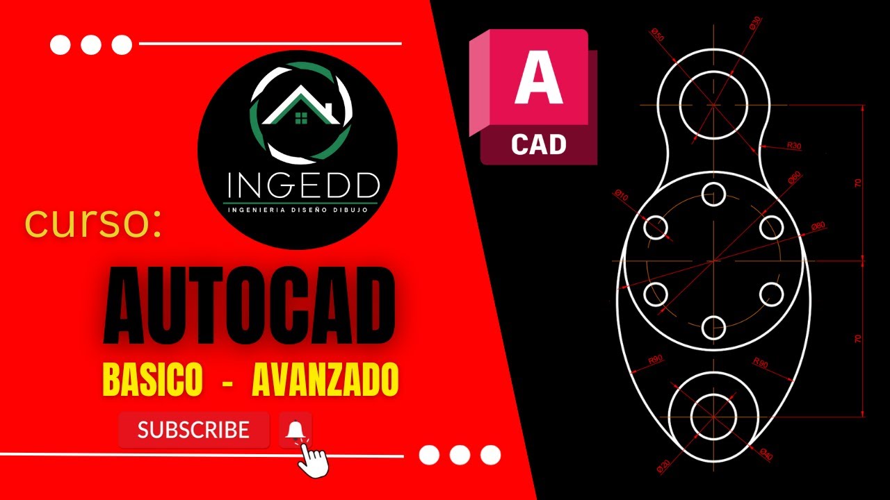 Autodesk AutoCAD Curso - Uso de Circulo y tangente array, polar, Acotar ...