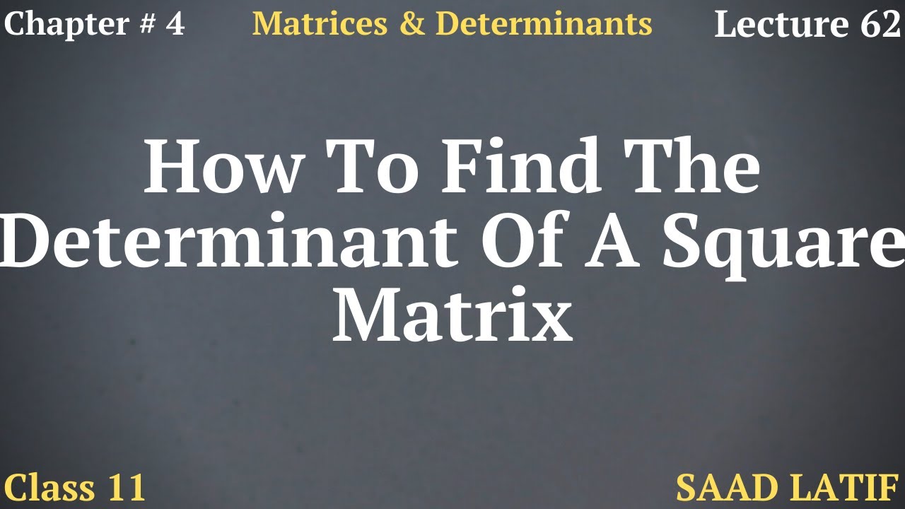 Class 11 Maths | Lecture 62 | Chapter 4 | How to Find the Determinant ...