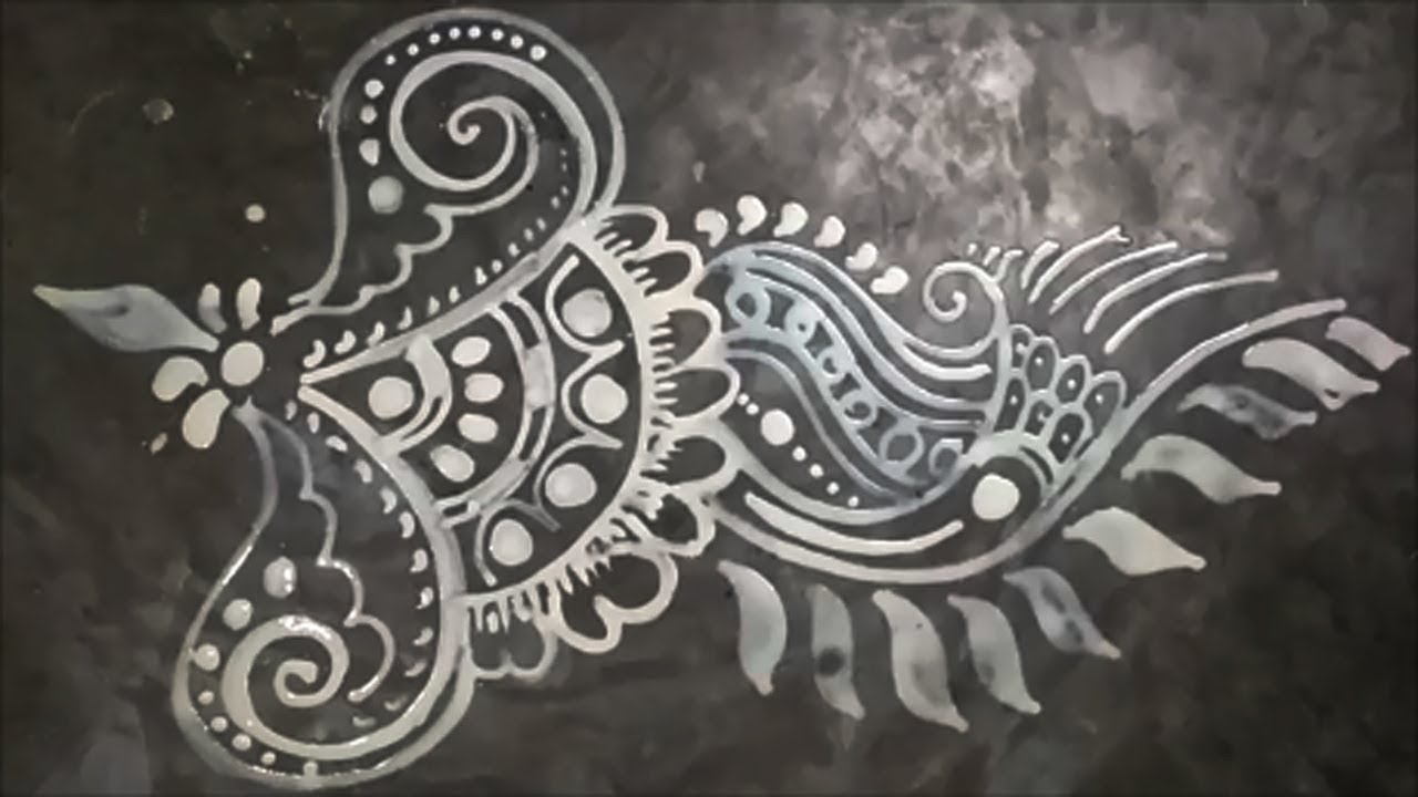 Simple bengali alpana design with white color - YouTube