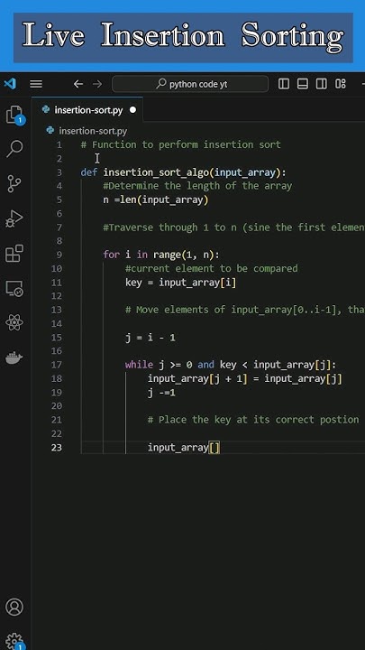 Live Python Coding Insertion Sorting Algorithm Datastructuresandalgorithms Computerscience