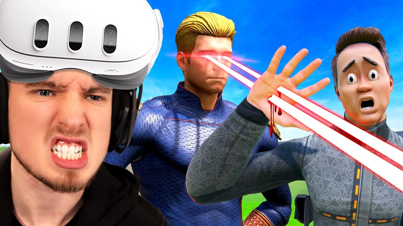 Homelander BURNS Ragdolls with Laser Eyes - Bonelab VR Mods - YouTube