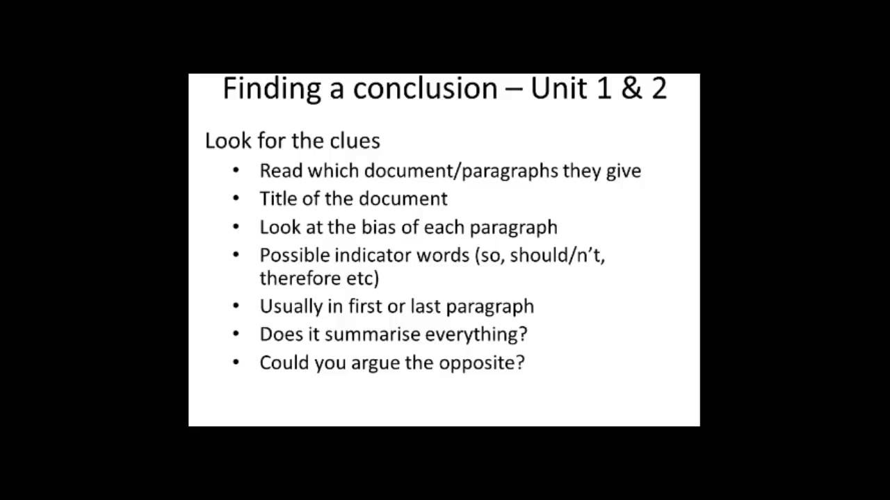 OCR Critical Thinking Finding a Conclusion - YouTube