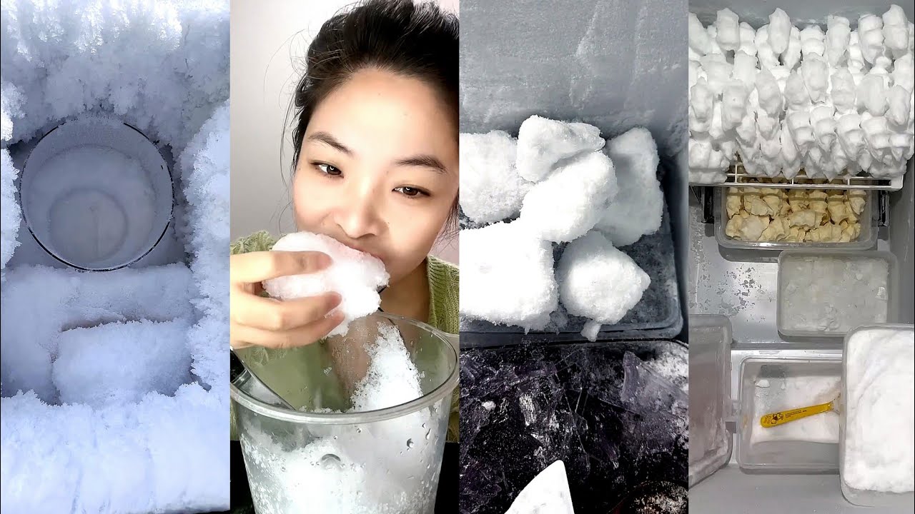 ASMR WHITE ICE EATING / FREEZER FROST EATING - YouTube