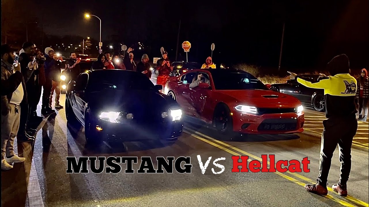 Dodge charger hellcat vs ford mustang gt! - YouTube