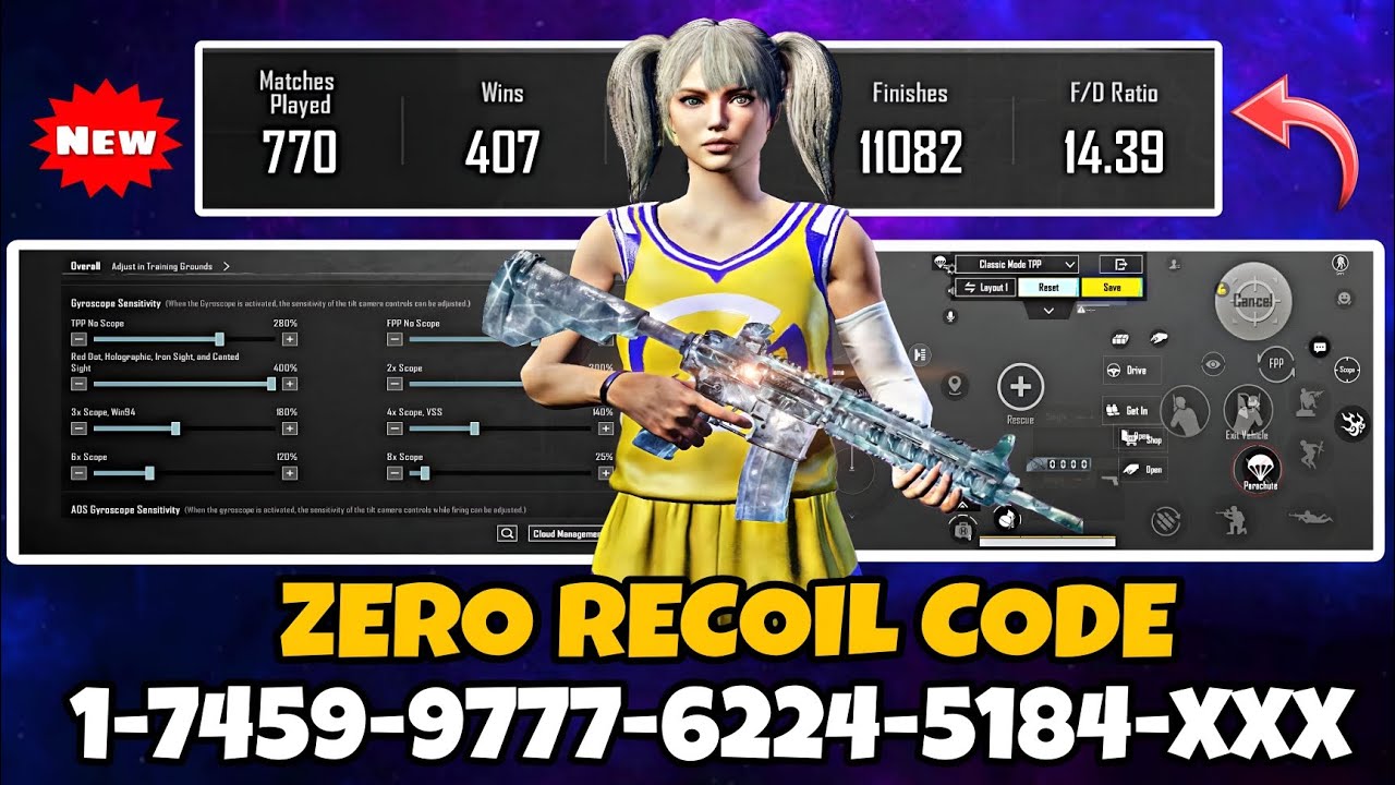 BGMI NO RECOIL SENSITIVITY AND ZERO RECOIL CODE LOW AND HIGH DEVICE ...