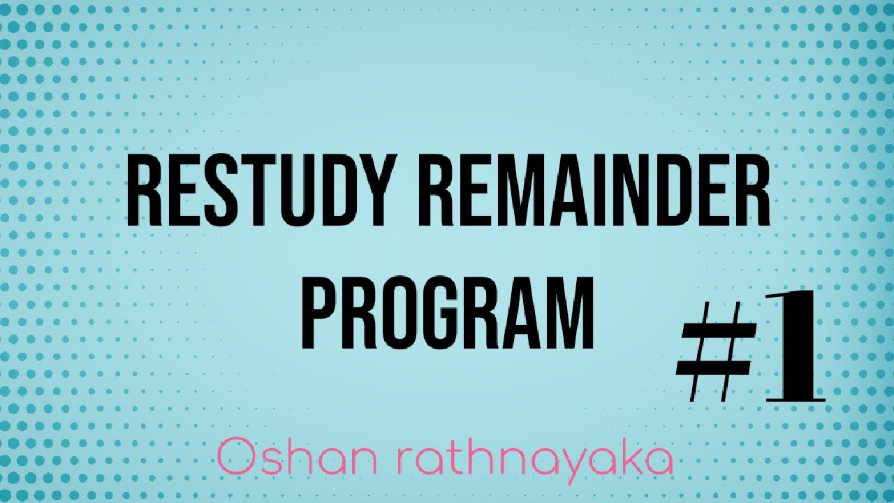RE-STUDY Reminder Program Paper 01 | COM maths | OSHAN RATHNAYAKA - YouTube