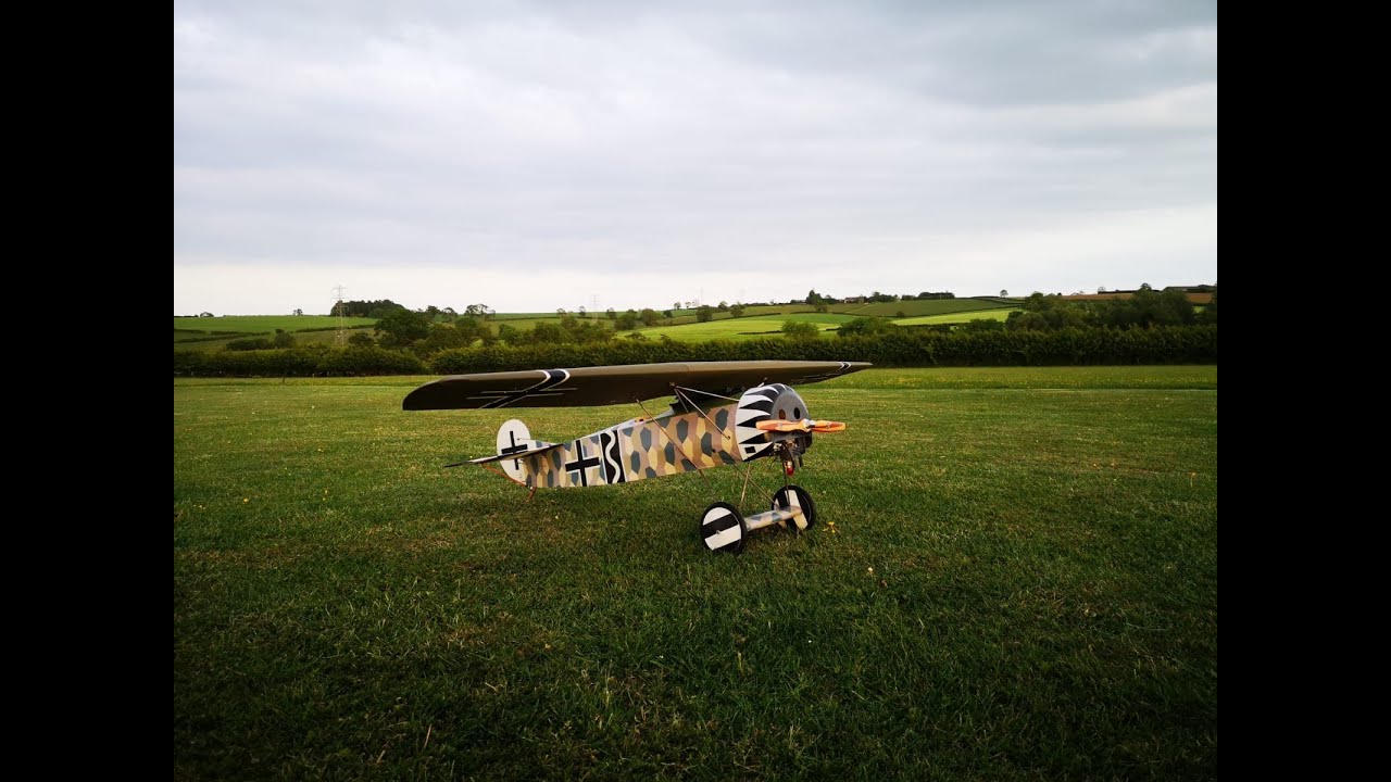 fokker d8 1/4 scale grapo tech kit zenoah 26cc maiden flight rc plane ...