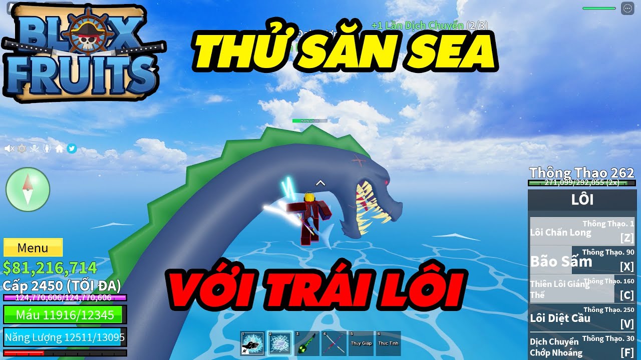 Thử Săn Sea King Với Trái Lôi Của Enel || Blox Fruits! - YouTube