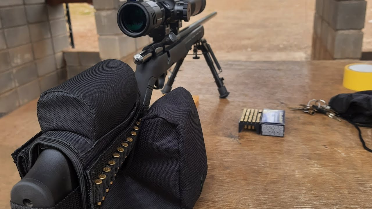 Rifle CBC 8122 Agrupamentos + precisão da luneta com zoom/sem zoom ...