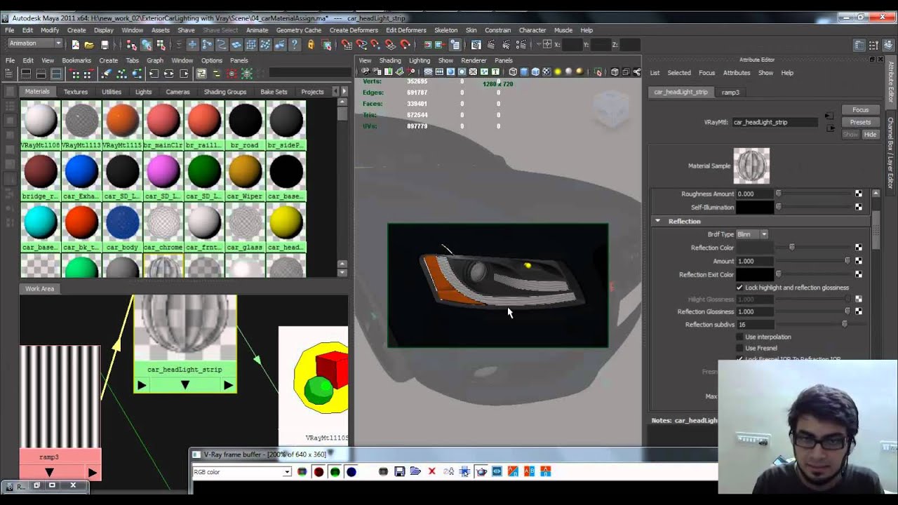 V-ray Exterior Car lighting Series Maya -015- LightMaterial 03 done ...