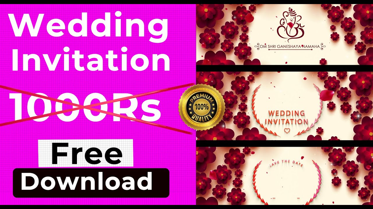 Wedding Invitation without text | 100% Free | link in description | KM ...