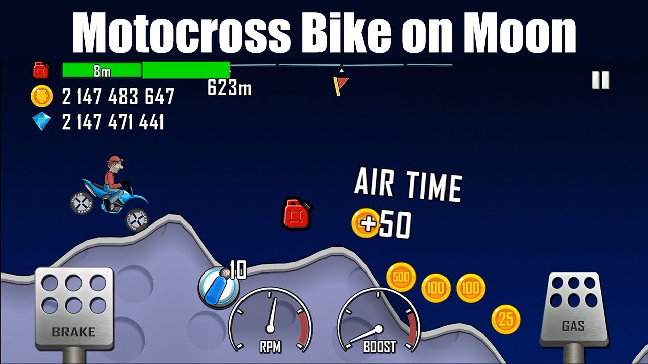 Hill Climb Racing Motocross Bike on the Moon - YouTube