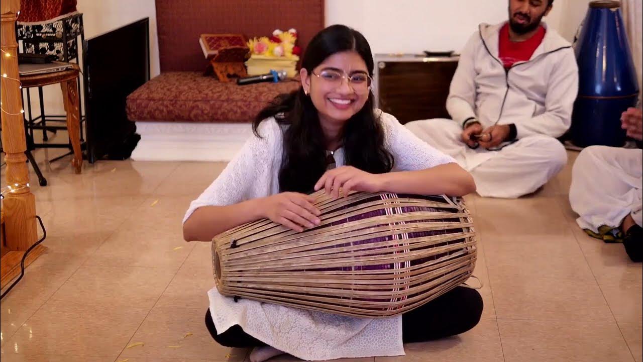 🪘Playing the Mridangam after one month of training. Ekta Mataji. ISKCON Ottawa - March 05, 2023 ...