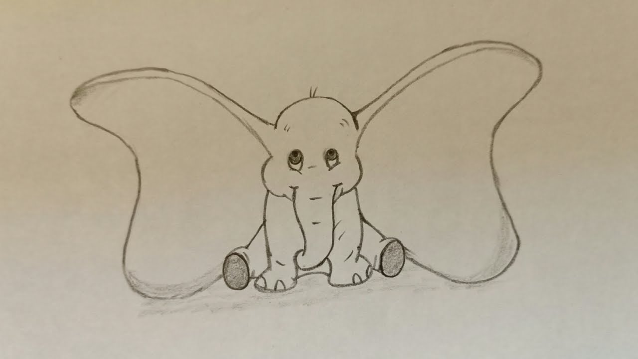 How to draw a Dumbo elephant / pencil sketch - YouTube
