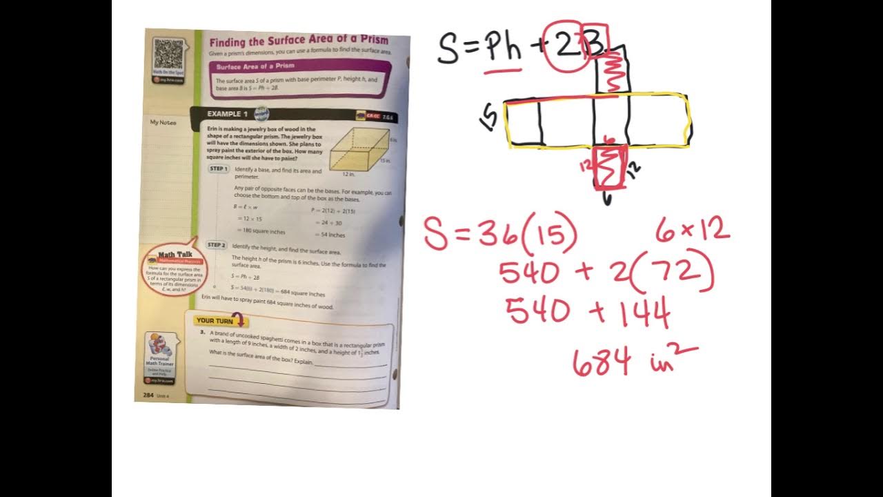 7th grade Go Math Lesson 9.4 Solving Surface Area Problems - YouTube