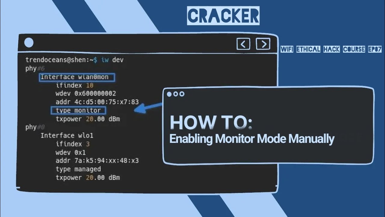 Enabling Monitor Mode Manually (2nd method) (Wifi Course Ep07) - YouTube