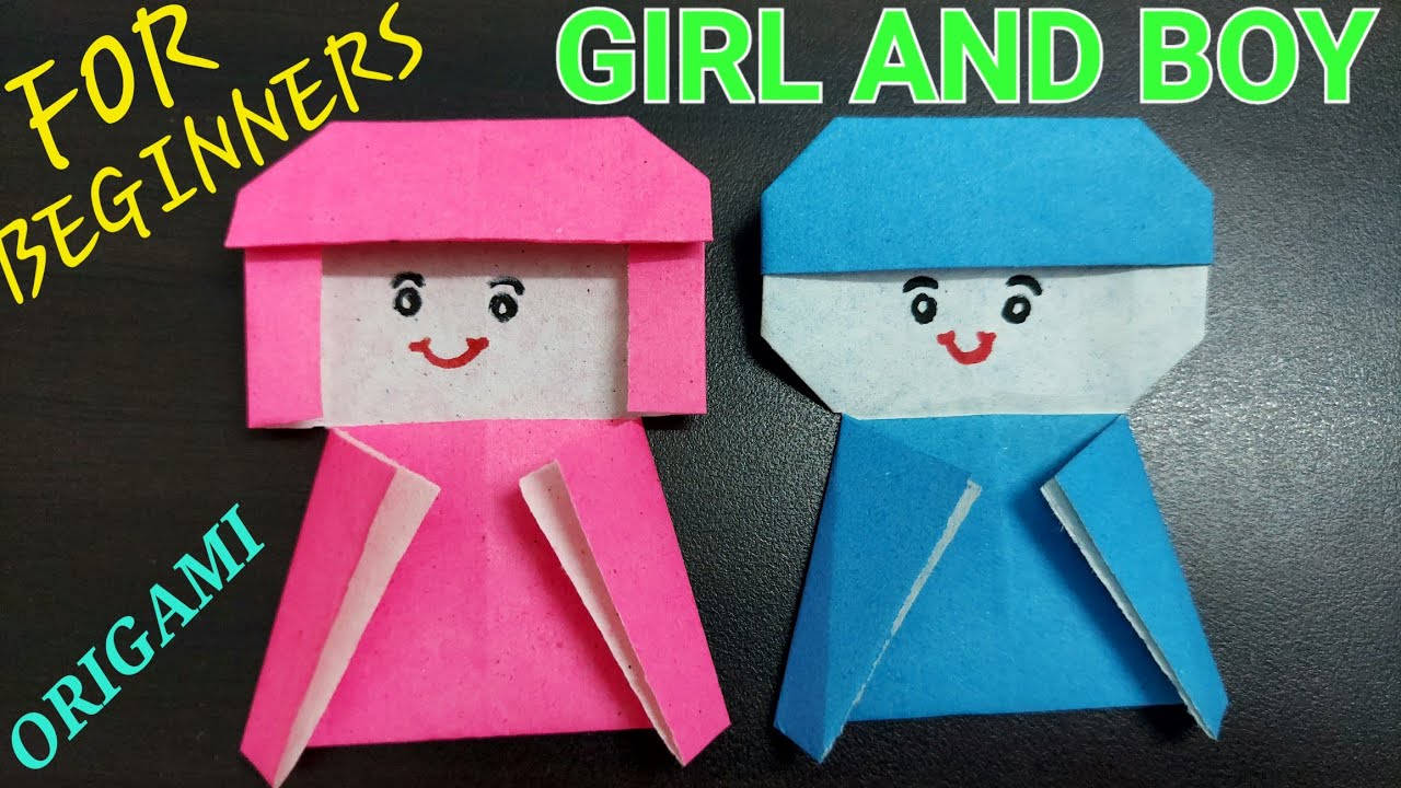 HOW TO MAKE VERY EASY ORIGAMI BOY AND GIRL FOR BEGINNERS - YouTube