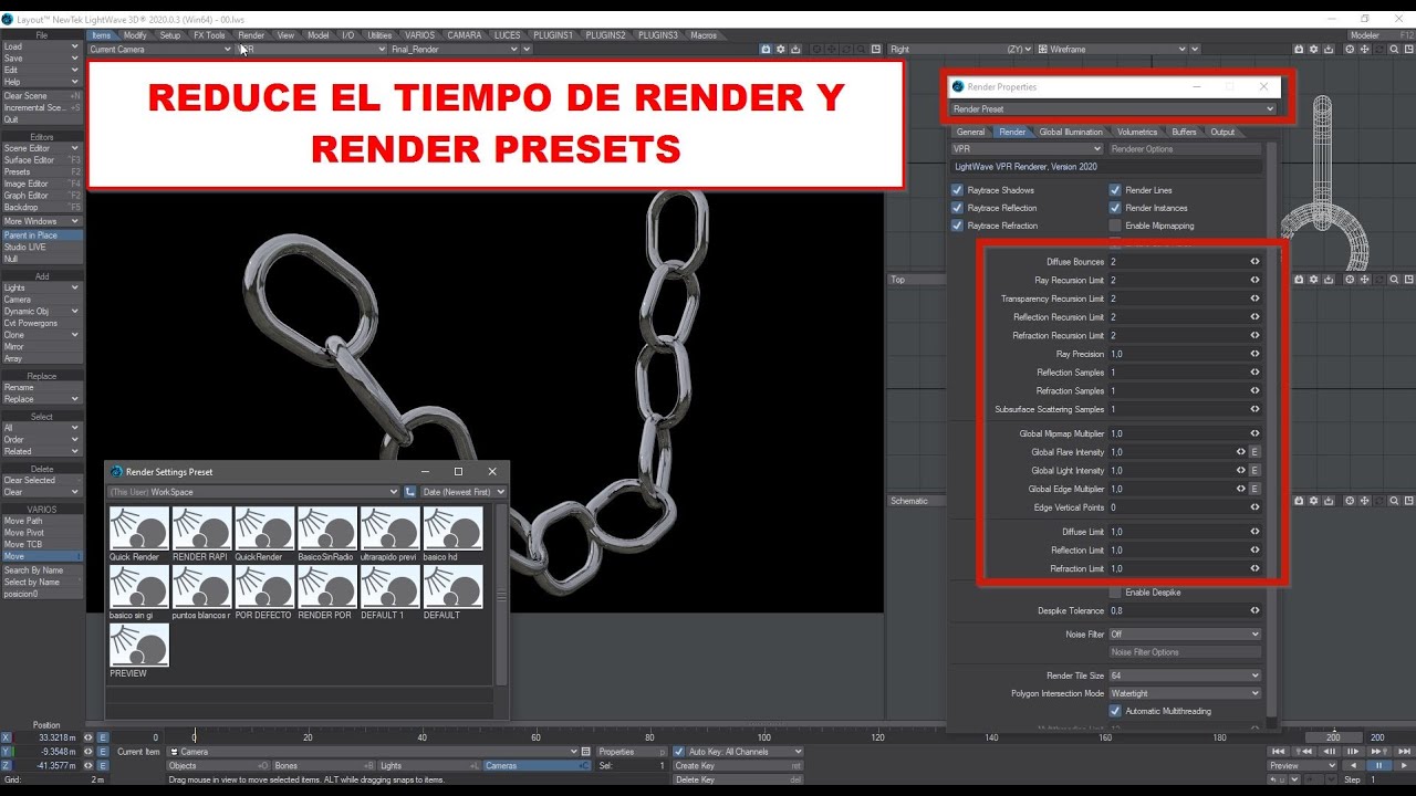 TUTORIAL LIGHTWAVE 3D 2020 ESENCIALES REDUCE EL TIEMPO DE RENDER Y ...