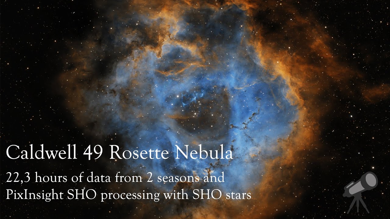 Caldwell 49 Rosette Nebula - 22,3 hours of data from 2 seasons and SHO processing - YouTube