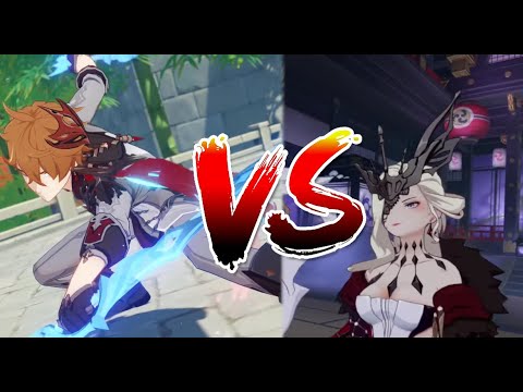Fatui Harbinger Fight: Tartaglia (Childe) Vs La Signora - Genshin ...