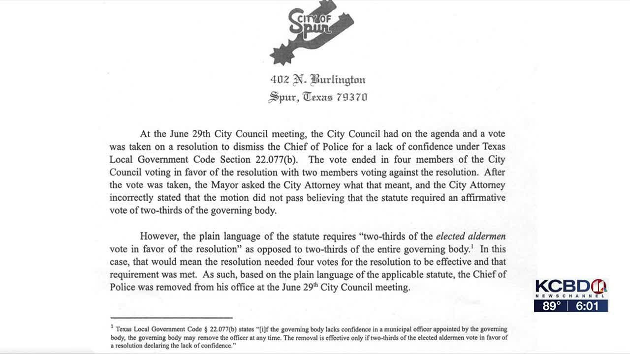 Spur clarifies removal of police chief - YouTube