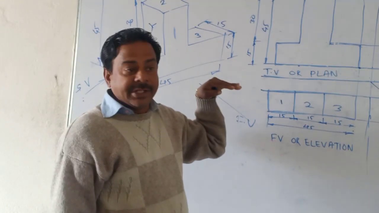 Ist angle orthographic drawing - YouTube