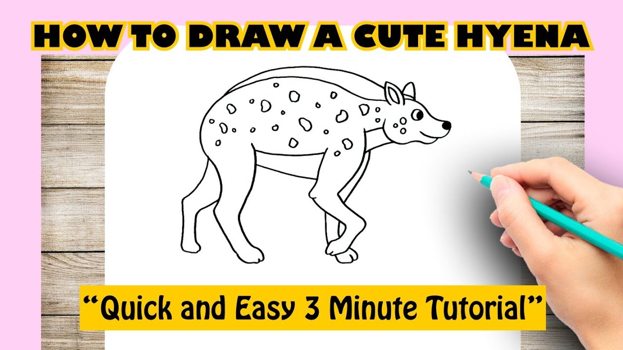 How to Draw A Cute Hyena Easy for kids - YouTube