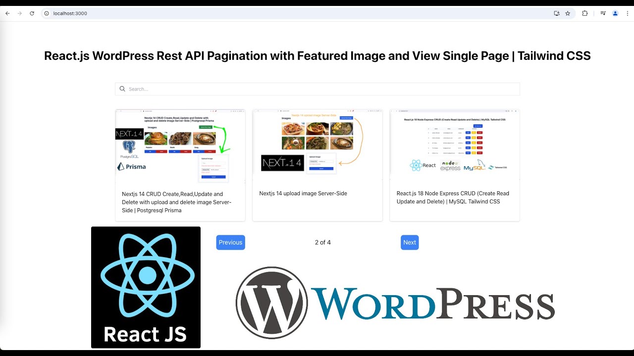 React.js WordPress Rest API Pagination with Featured Image and View Single Page | Tailwind CSS ...