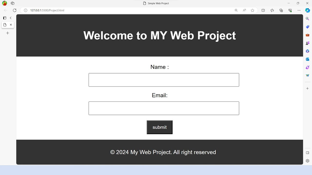 This Project Is A Basic Web Page With A Form For User Input And Html Css Language Coding