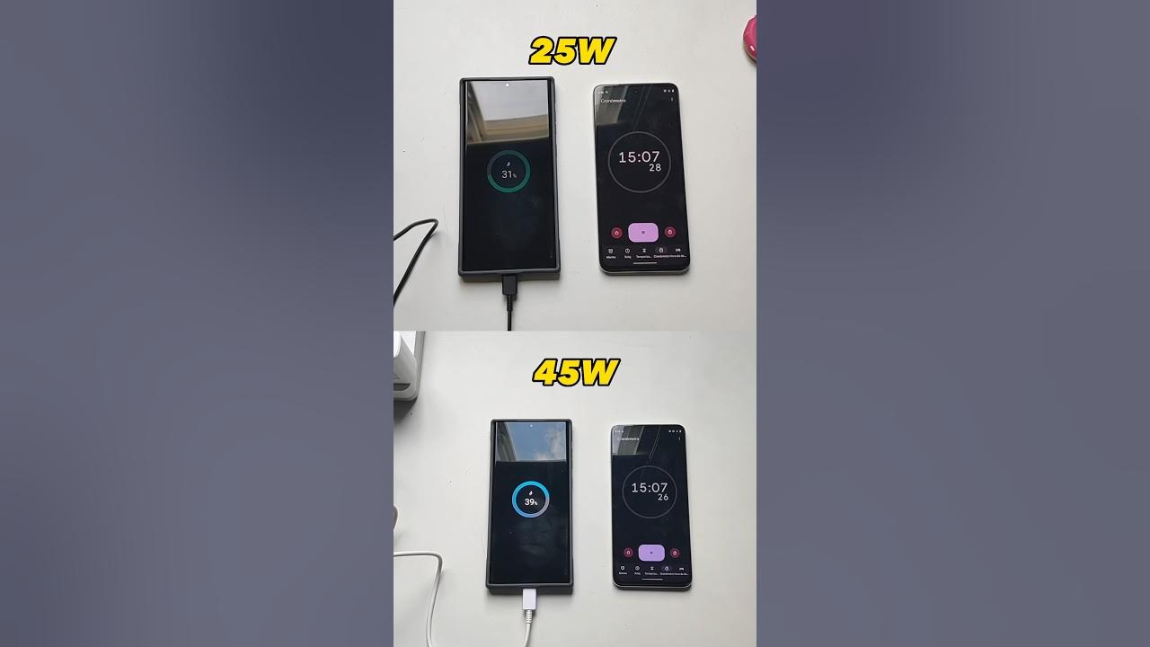 Diferencia de carga 25W vs 45W ⚡️🔋🔌 #samsung #tech #galaxy #shorts - YouTube