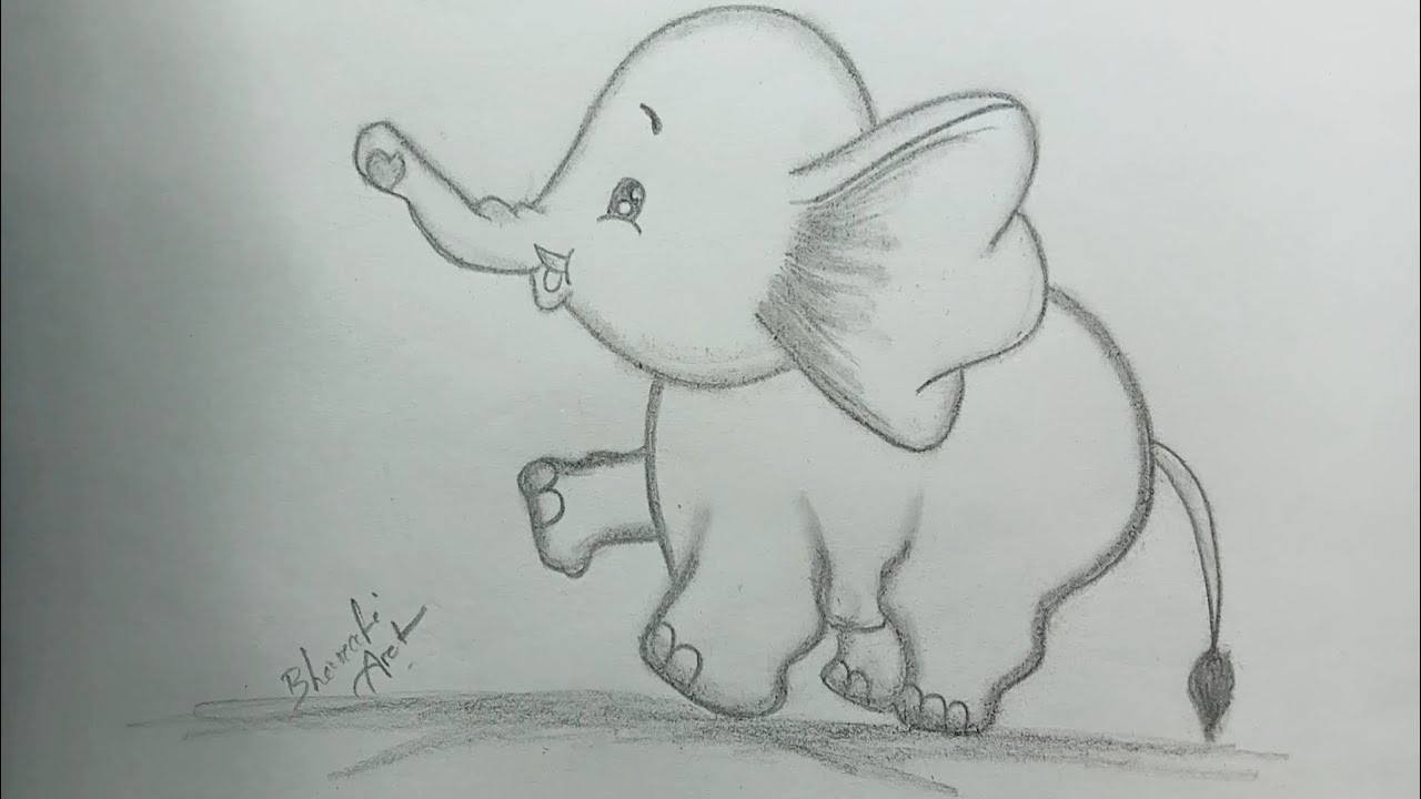 How to draw easy elephant drawing||baby elephant drawing step by step ...