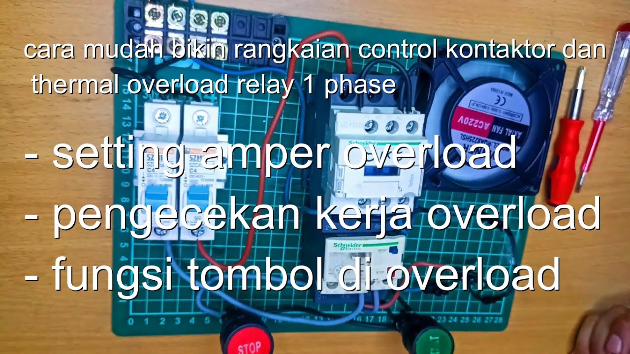 Rangkaian control Kontaktor dan Thermal overload relay 1 phase - YouTube