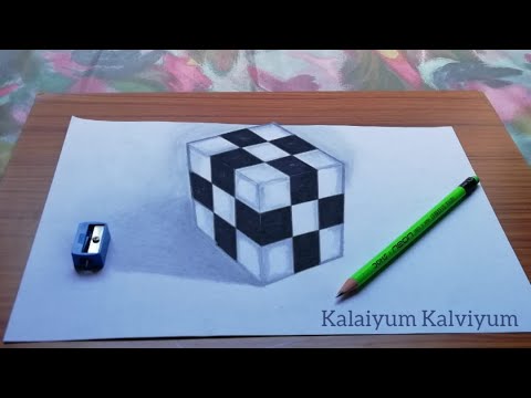 How to draw Realistic Cube in 3D art in step by step || easy 3D art for ...