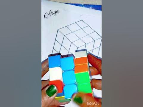how to draw a Rubik's cube 🟥🟨🟩🟦for kids step by step 😱🤔 #shorts #art # ...
