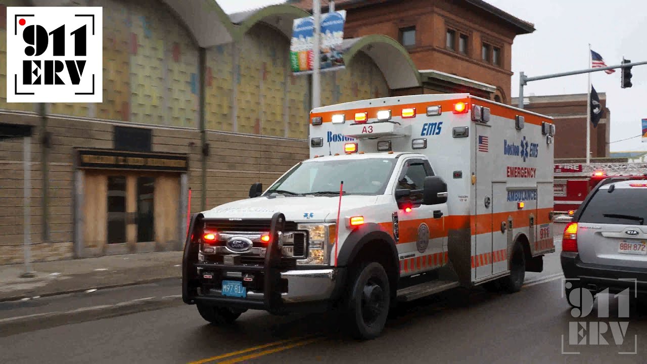 Boston EMS Ambulance 3 Responding + Boston Ladder 23 - YouTube