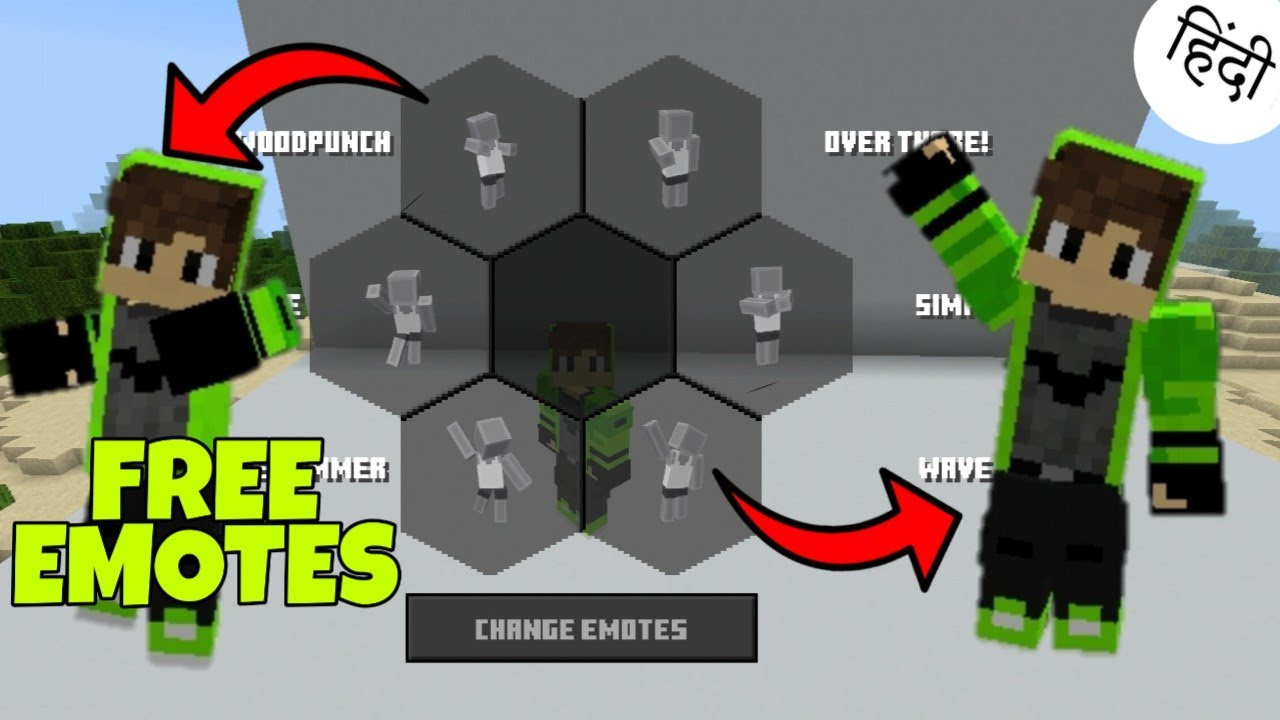 HOW TO GET FREE EMOTES IN MINECRAFT PE [HINDI] - YouTube