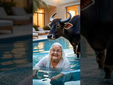 Grandma was bathing in the swimming pool with her big buffalo #gamtng #viril