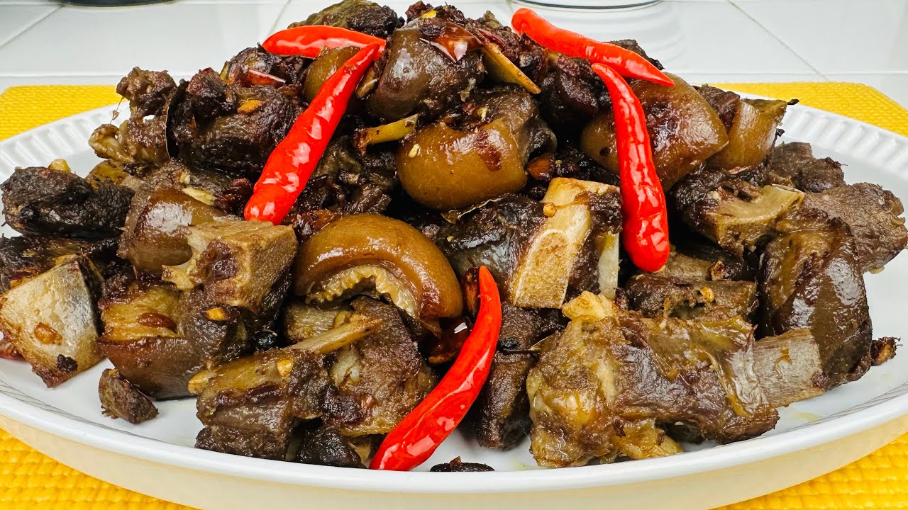 ADOBONG KAMBING NA PINATUYO | SPICY AND GARLICKY KAMBING ADOBO - YouTube