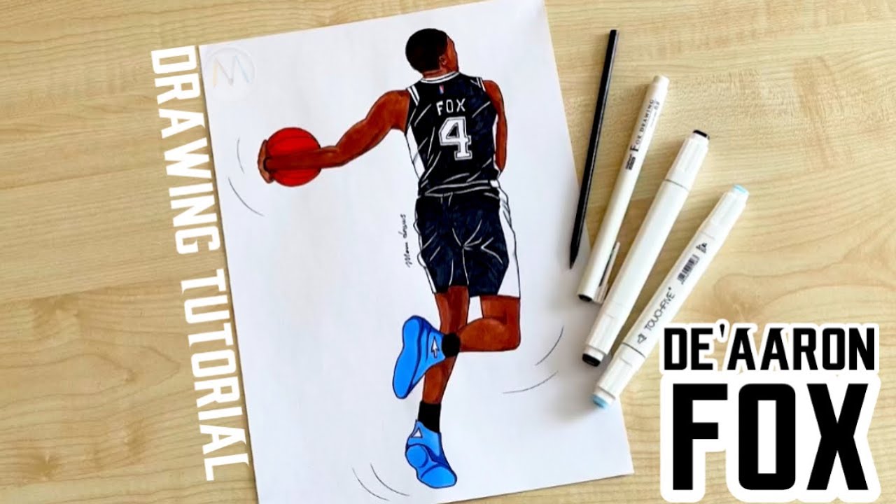 How to draw San Antonio Spurs basketball players / How to draw De'Aaron ...