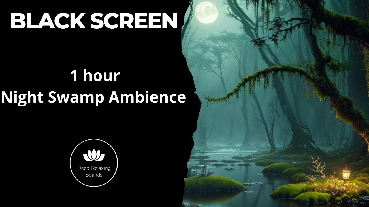 Swamp night ambience Sounds for Sleeping Black Screen 1 hour | Deep ...