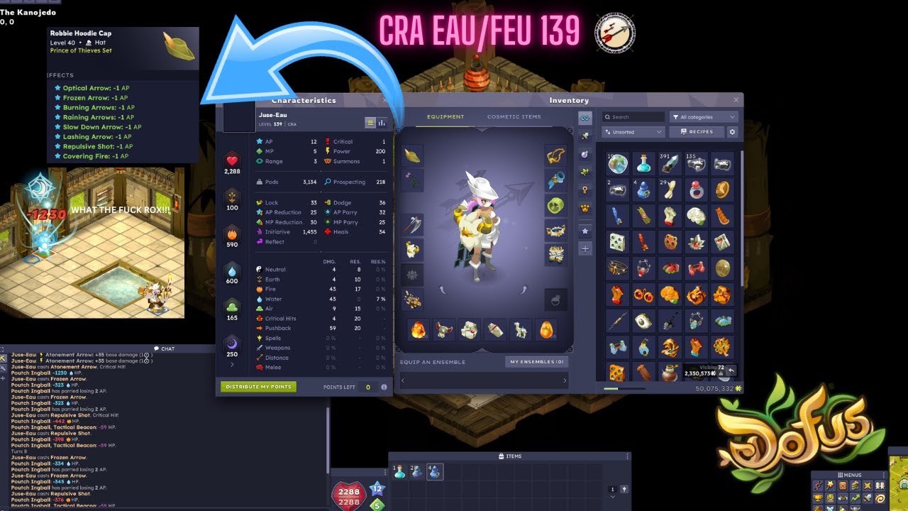 Stuff Cra 139 Eau/Feu (Cha/Int) Chapeau De Classe (Class Hat) PvM - DOFUS UNITY - YouTube