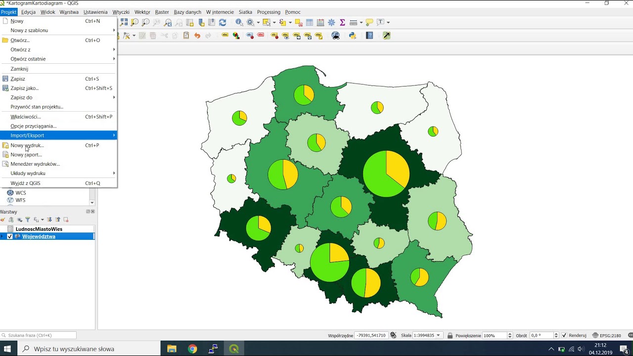 Kartodiagramy Etykiety Dodawanie legendy QGIS - YouTube