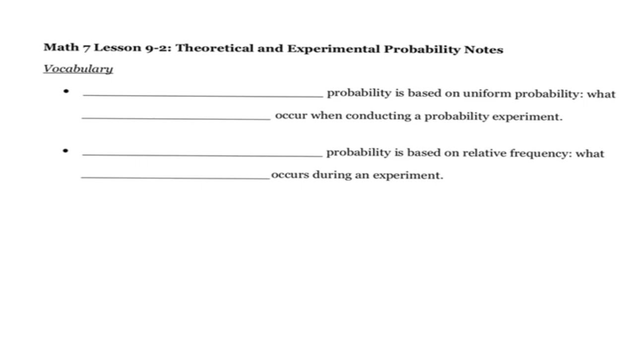 Theoretical and Experimental Probability Notes Video - YouTube